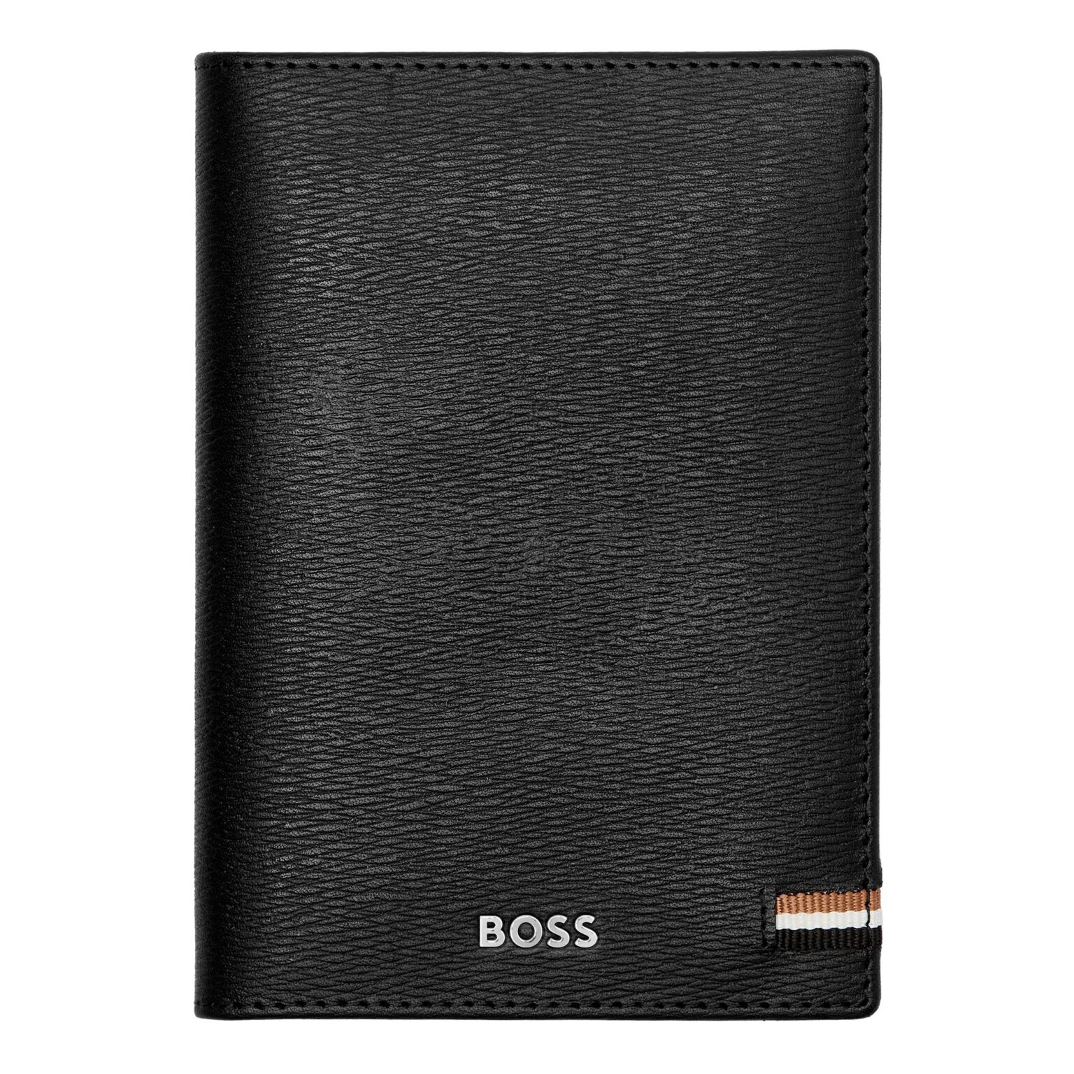 BOSS Passport Holder Iconic Black Leather