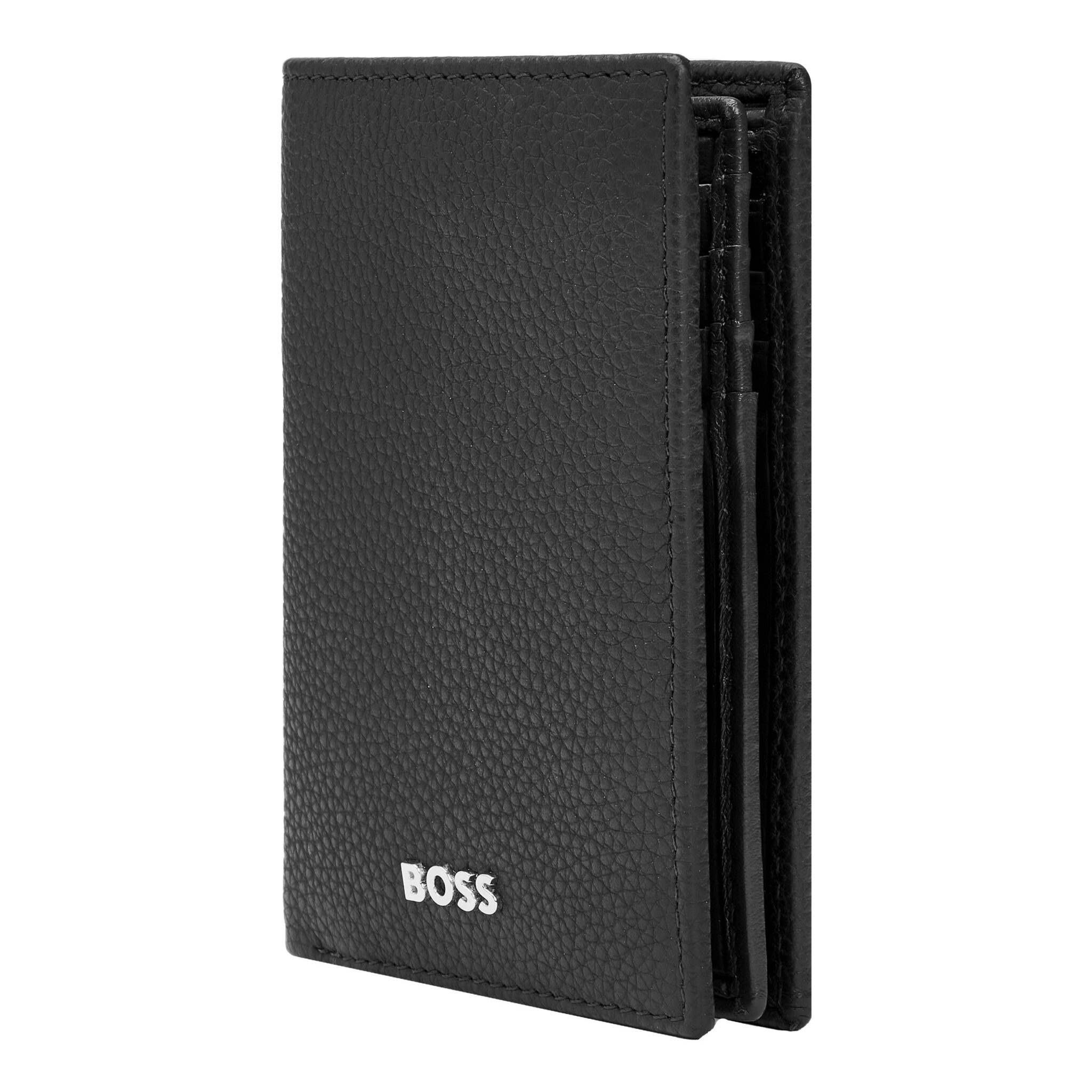 BOSS Leather Card Holder Trifold Classic Grained Black